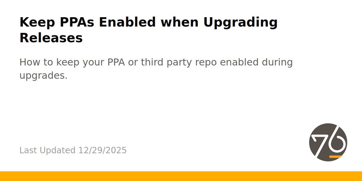 Keep PPAs Enabled when Upgrading Releases - System76 Support