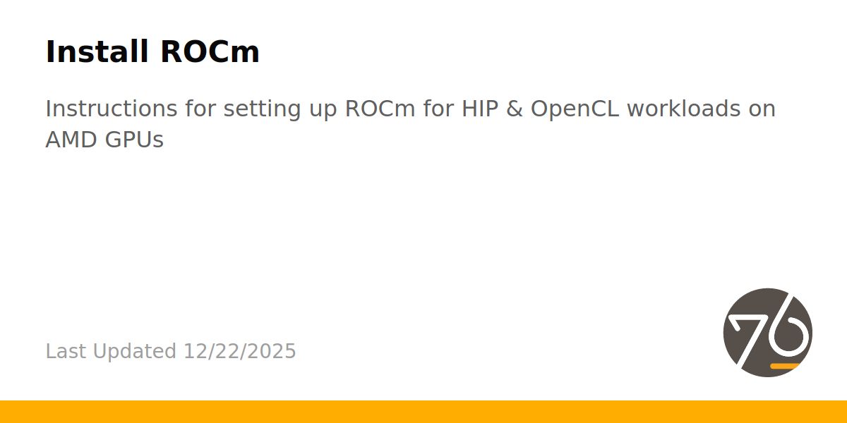 Install ROCm - System76 Support