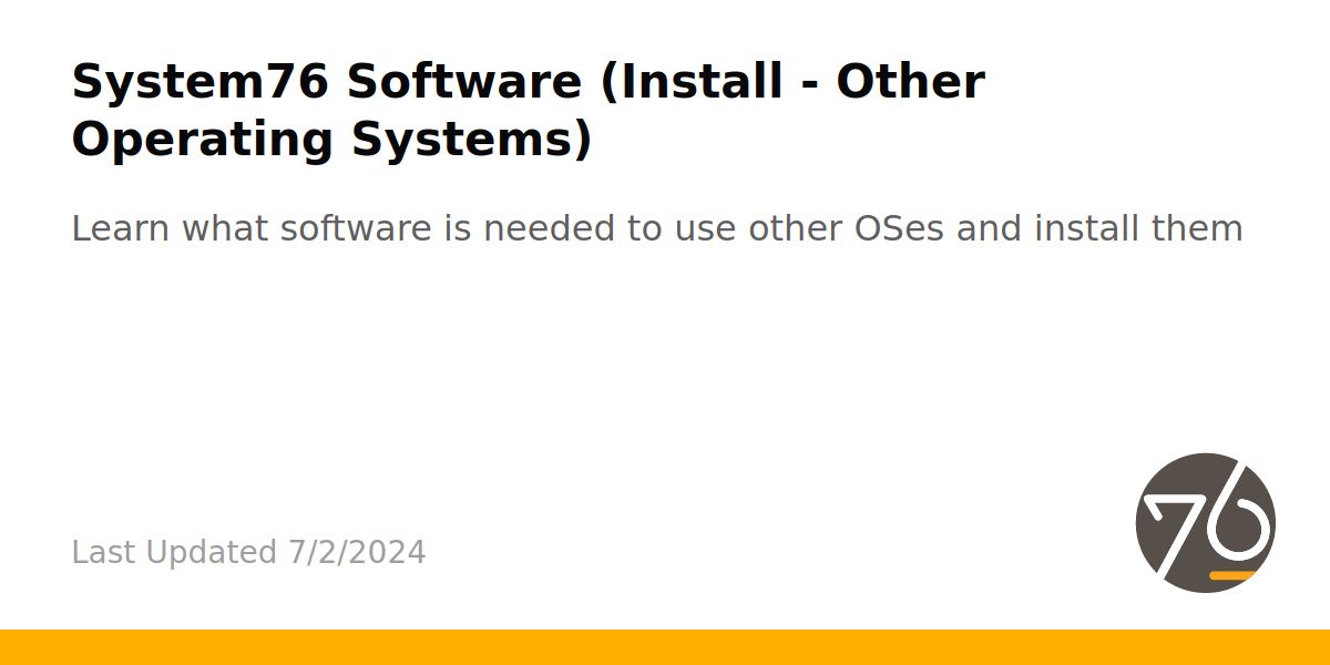 System76 Software (Install - Other Operating Systems) - System76 Support